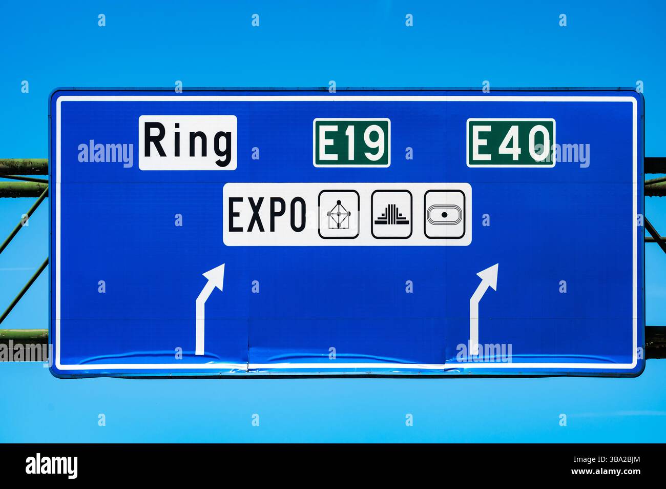 Blue Belgian road signs in Auderghem, Brussels, Belgium. 10 May 2025 ...