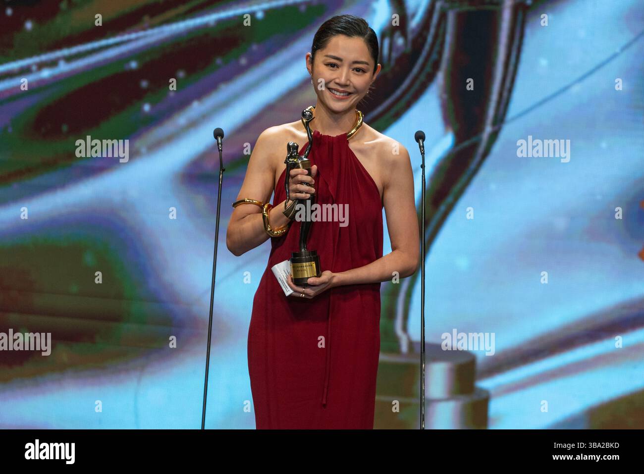 Michelle Wai reacts receiving the Best Actress award for her role in ...