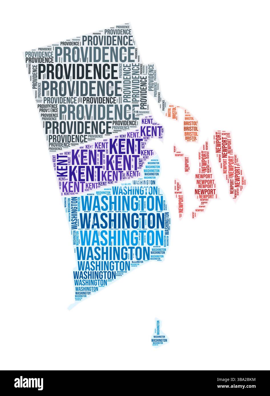Rhode Island county word cloud. State shape design. Rhode Island ...