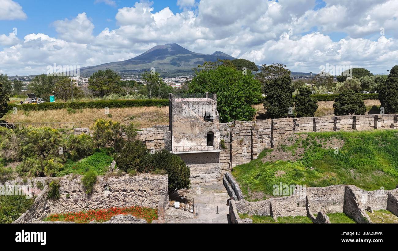 aerial view of Historic fort and city wall in the Ancient roman city of ...