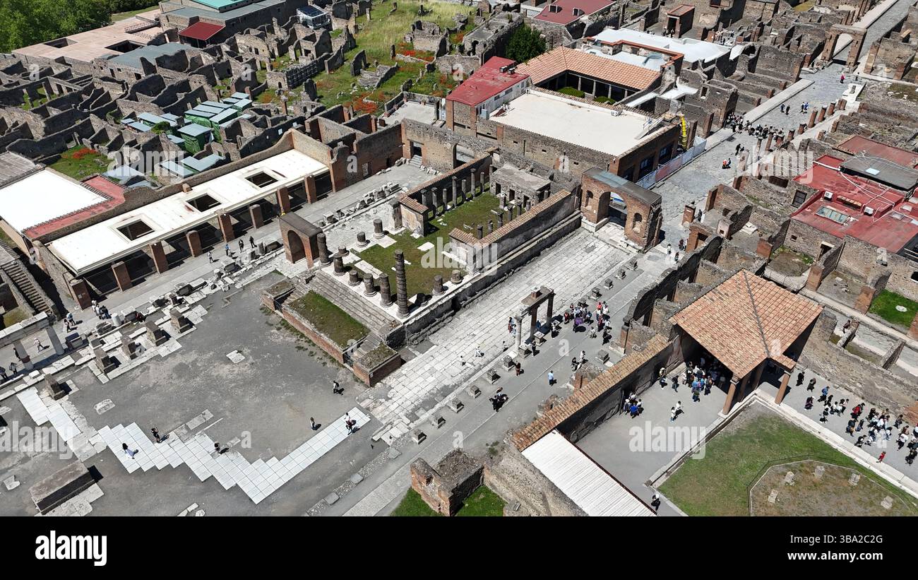 aerial view of Historic Temple of Jupiter in Ancient roman city of ...