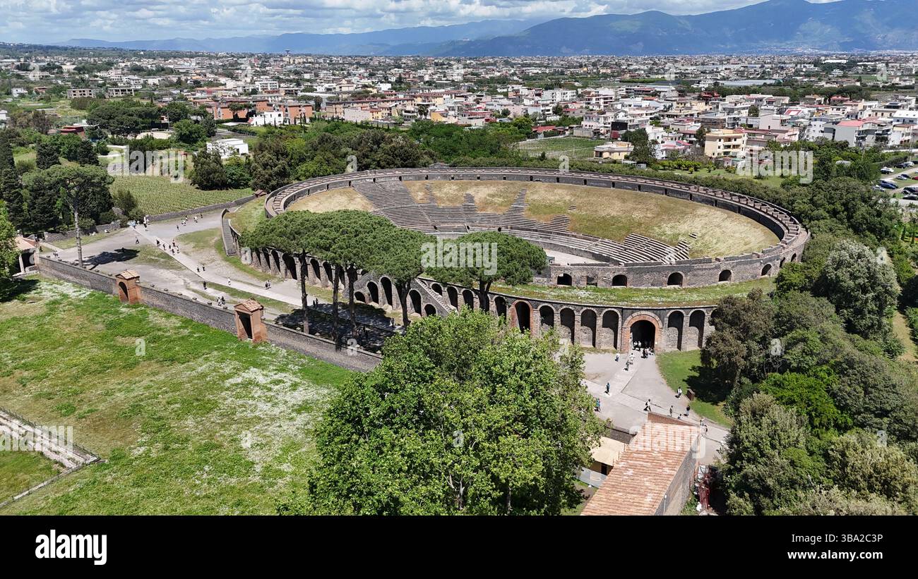 aerial view of the Amphitheatre of Pompeii, Historic World Heritage ...