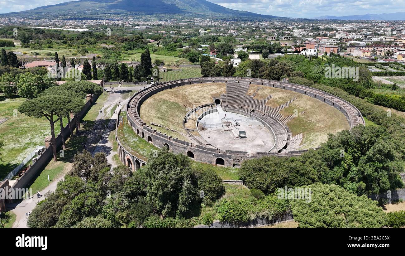aerial view of the Amphitheatre of Pompeii, Historic World Heritage ...