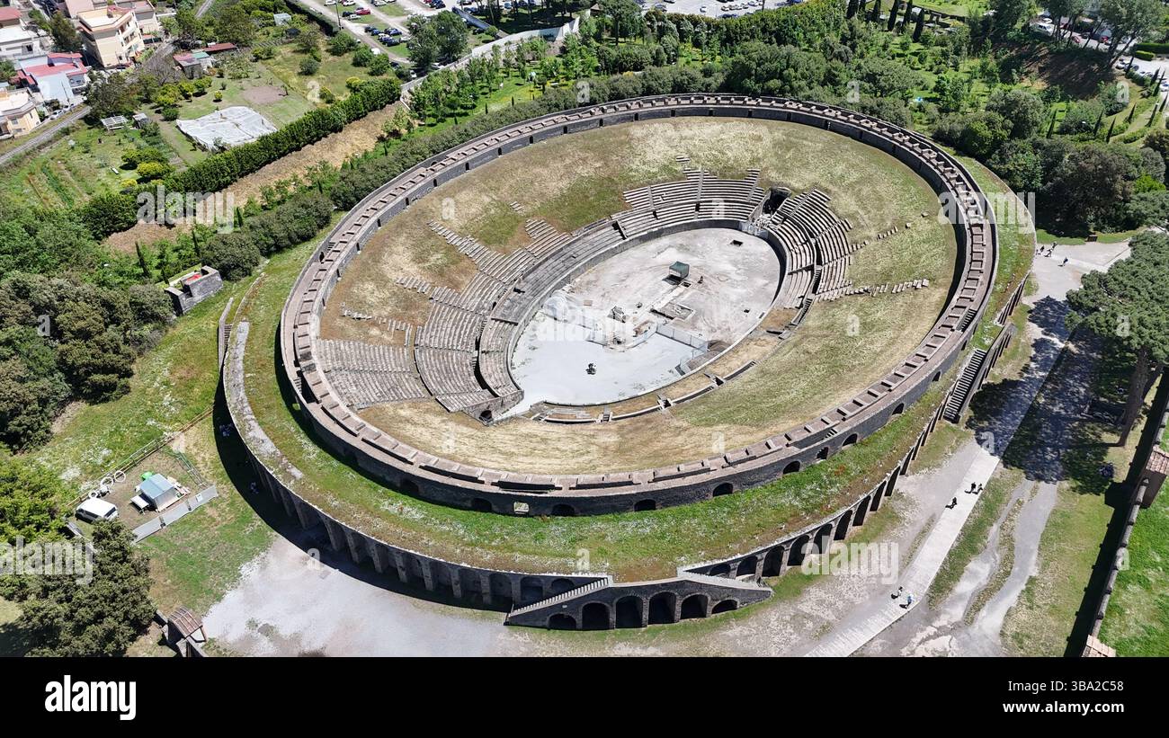 aerial view of the Amphitheatre of Pompeii, Historic World Heritage ...