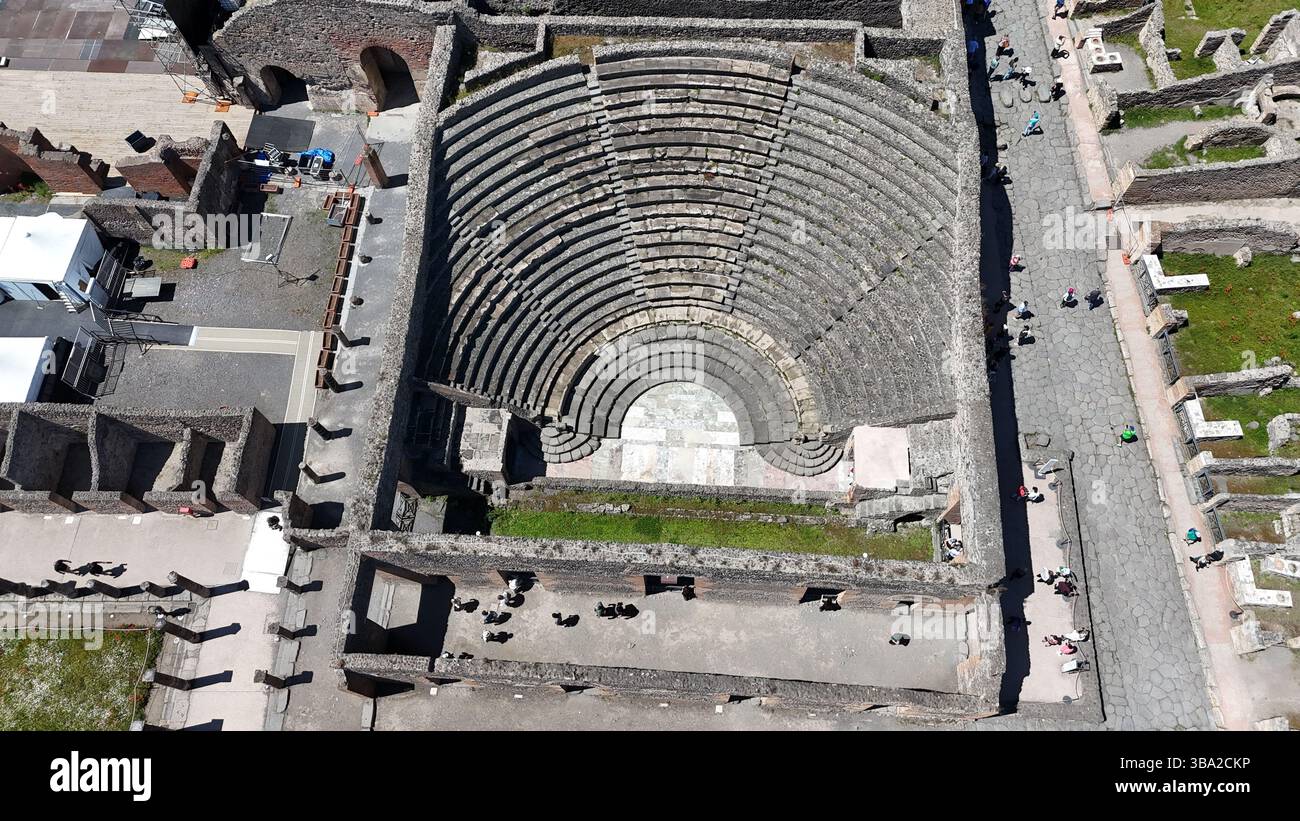 aerial view of Teatro Piccolo, small theatre the Odeion (ODEON) Pompeii ...