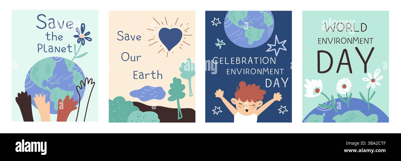 Happy environment day. Earth Day. Social poster, banner, postcard ...