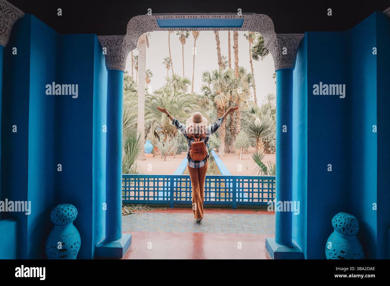 08 March 2025, Marrakech, Morocco: Woman opening her arms wide in ...