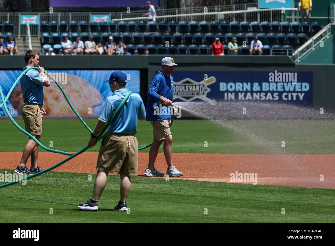 Kansas City, MO, USA. 11th May, 2025. Kansas City Royals grounds crew ...