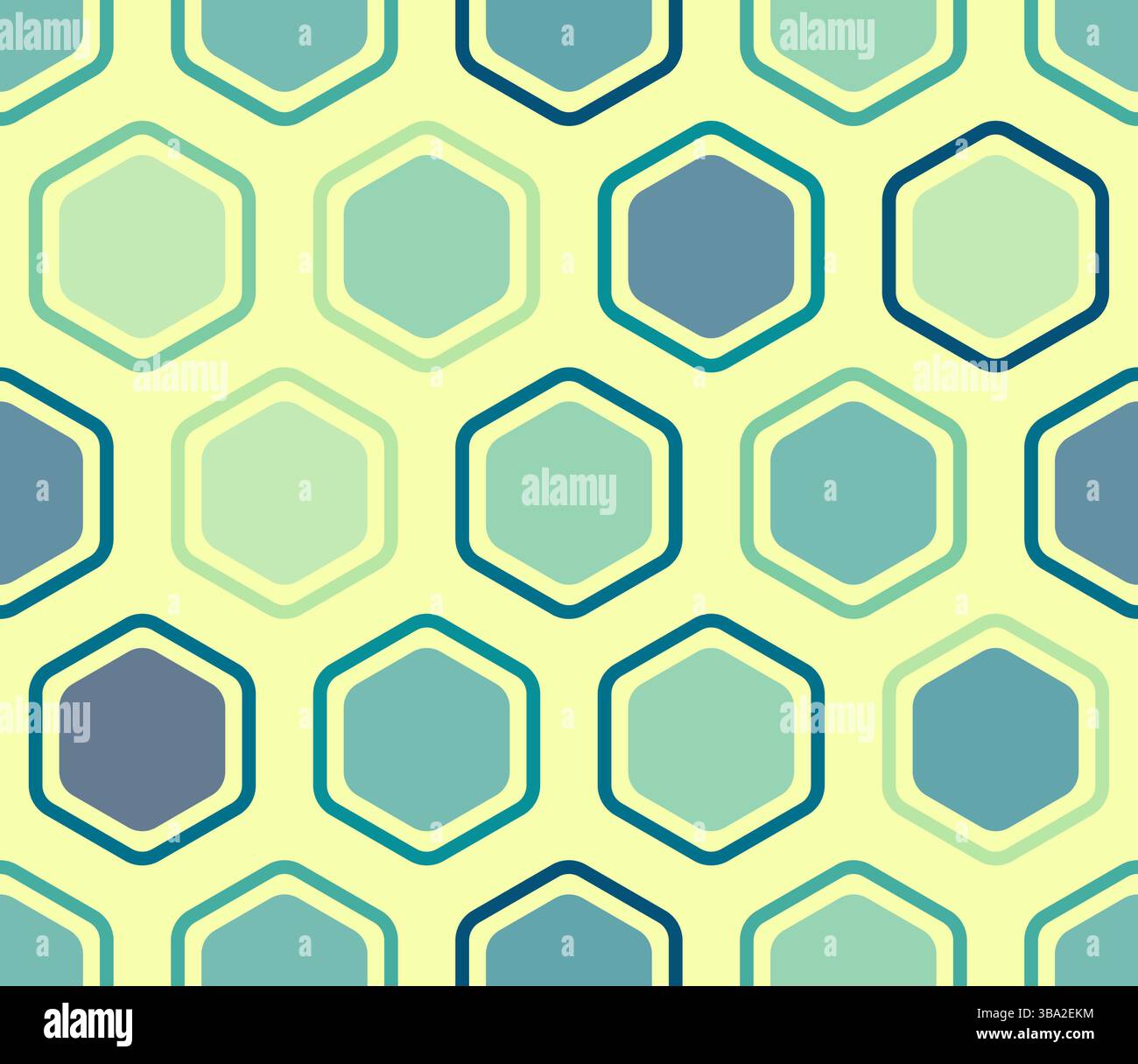 Geometric pattern. Bold rounded hexagons mosaic cells with padding and inner solid cells. Large ...