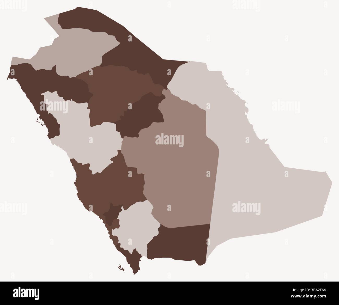 Map of Saudi Arabia with regions. Just a simple country border map with ...