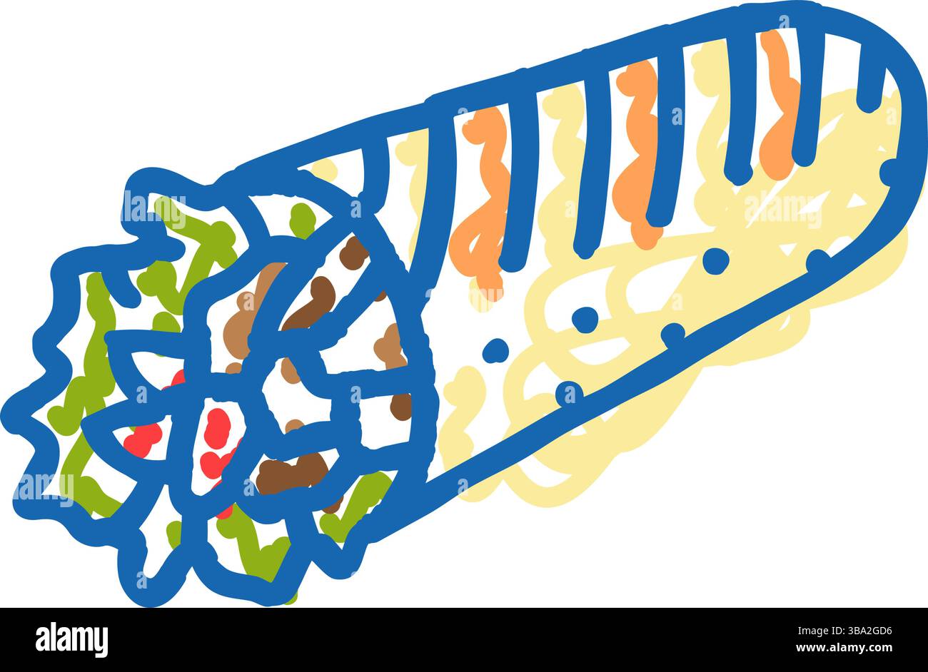 gyro wrap greek cuisine icon doodle illustration Stock Vector Image ...