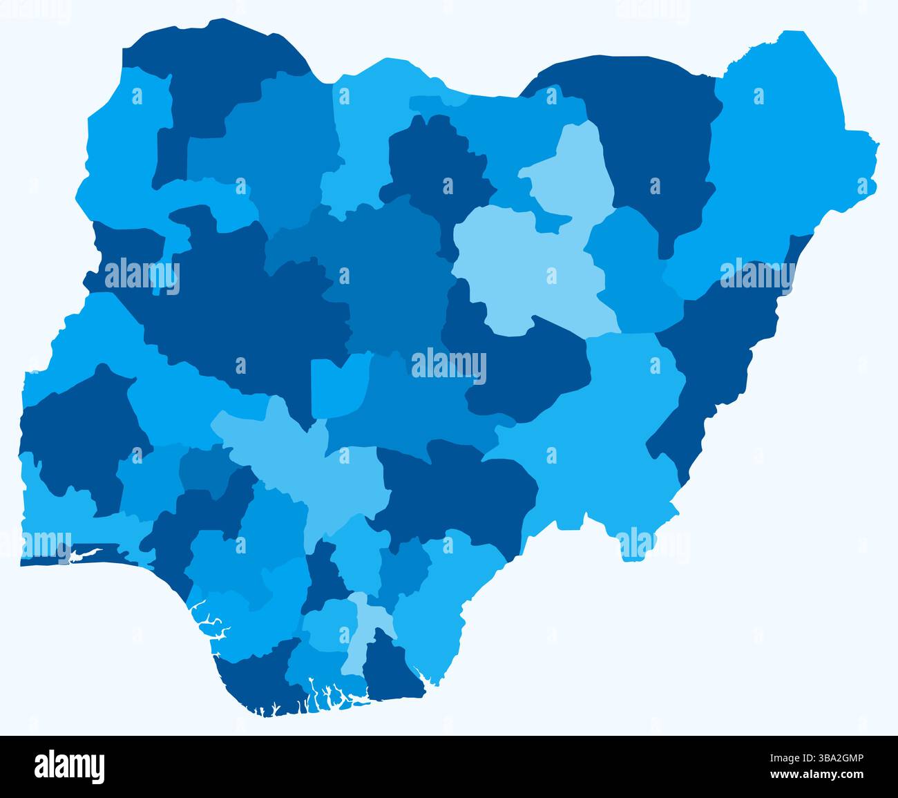 Map of Nigeria with regions. Just a simple country border map with ...