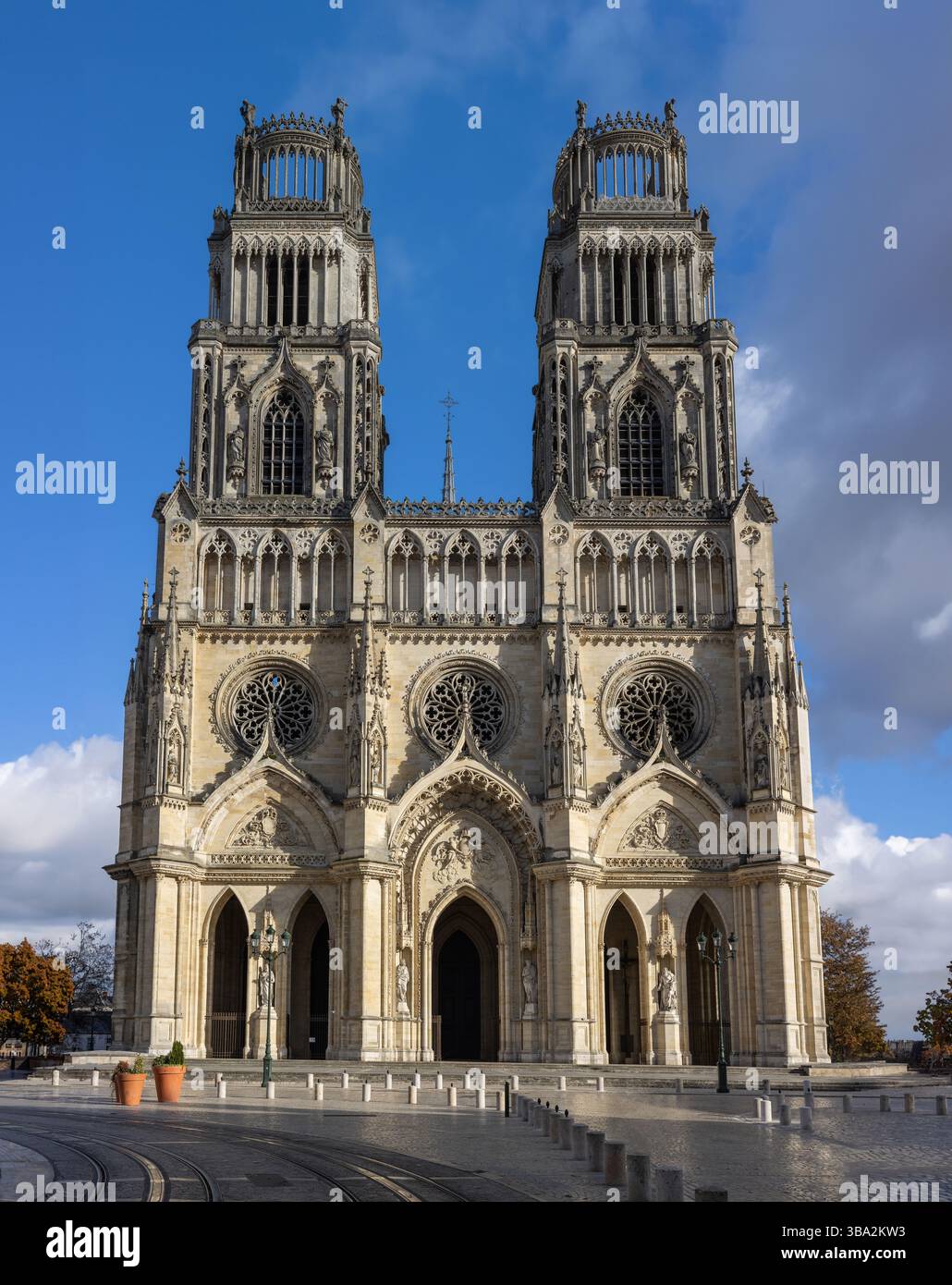 Orleans Cathedral in France, a Gothic-style church with two towering ...