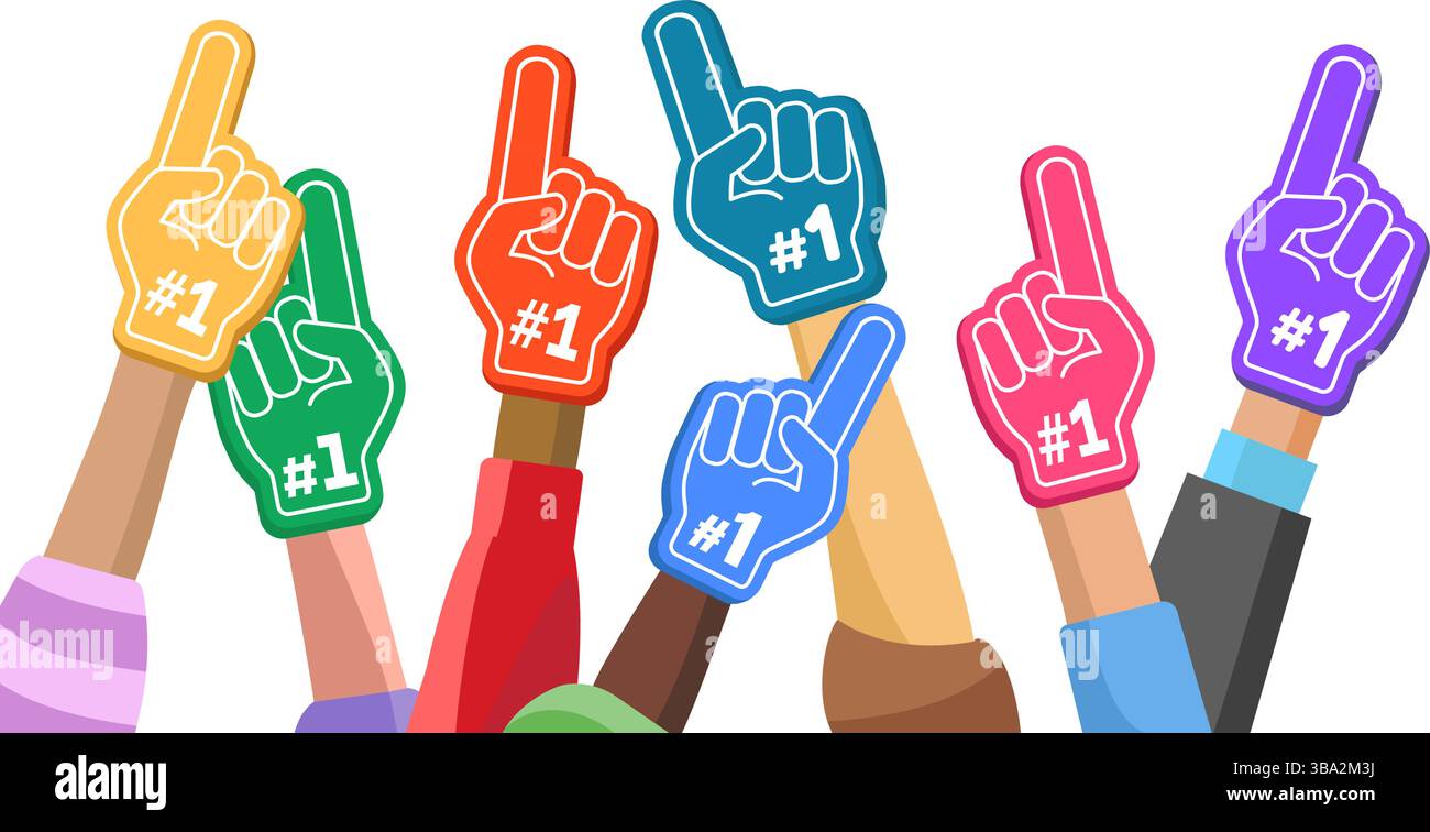 Fan foam fingers hands up Stock Vector Image & Art - Alamy