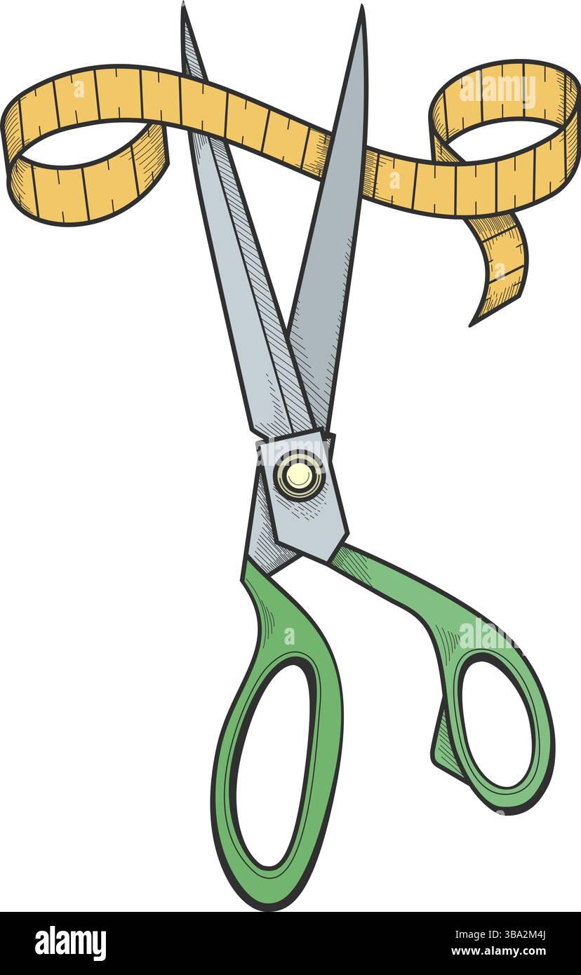 Tailoring scissors measuring tape Stock Vector Images - Alamy