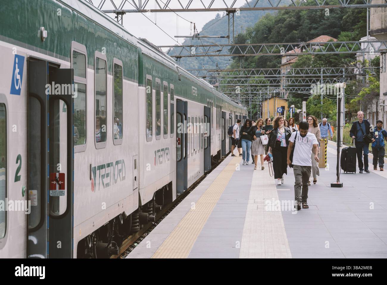 Como railway station arriving train Trenord Italia. Trenord Locomotive ...