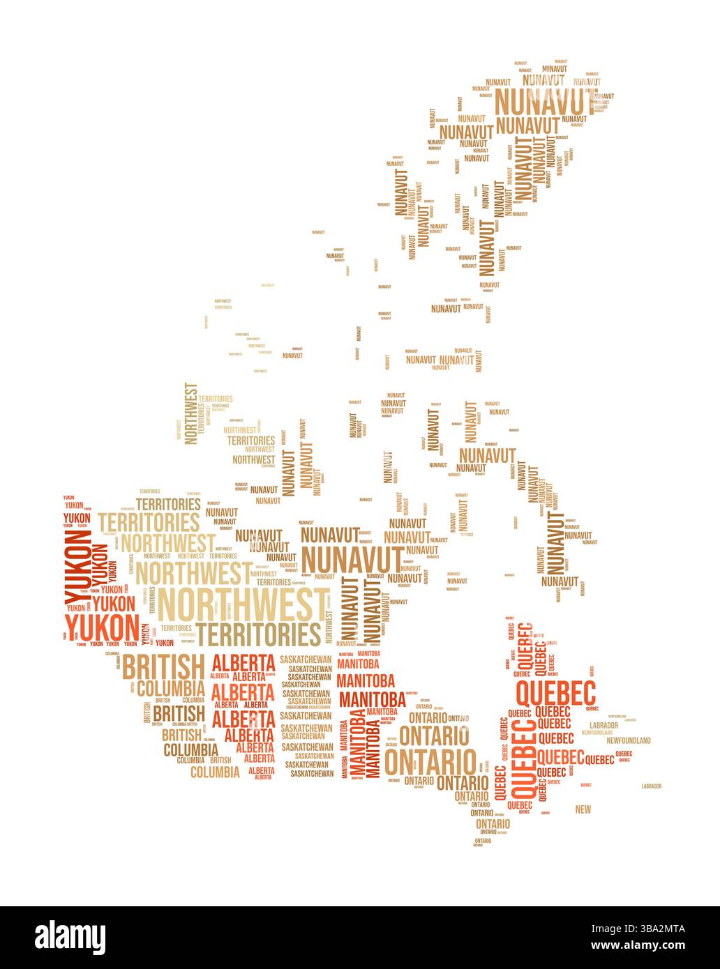 Canada Word Cloud. Country shape with province division. Canada ...