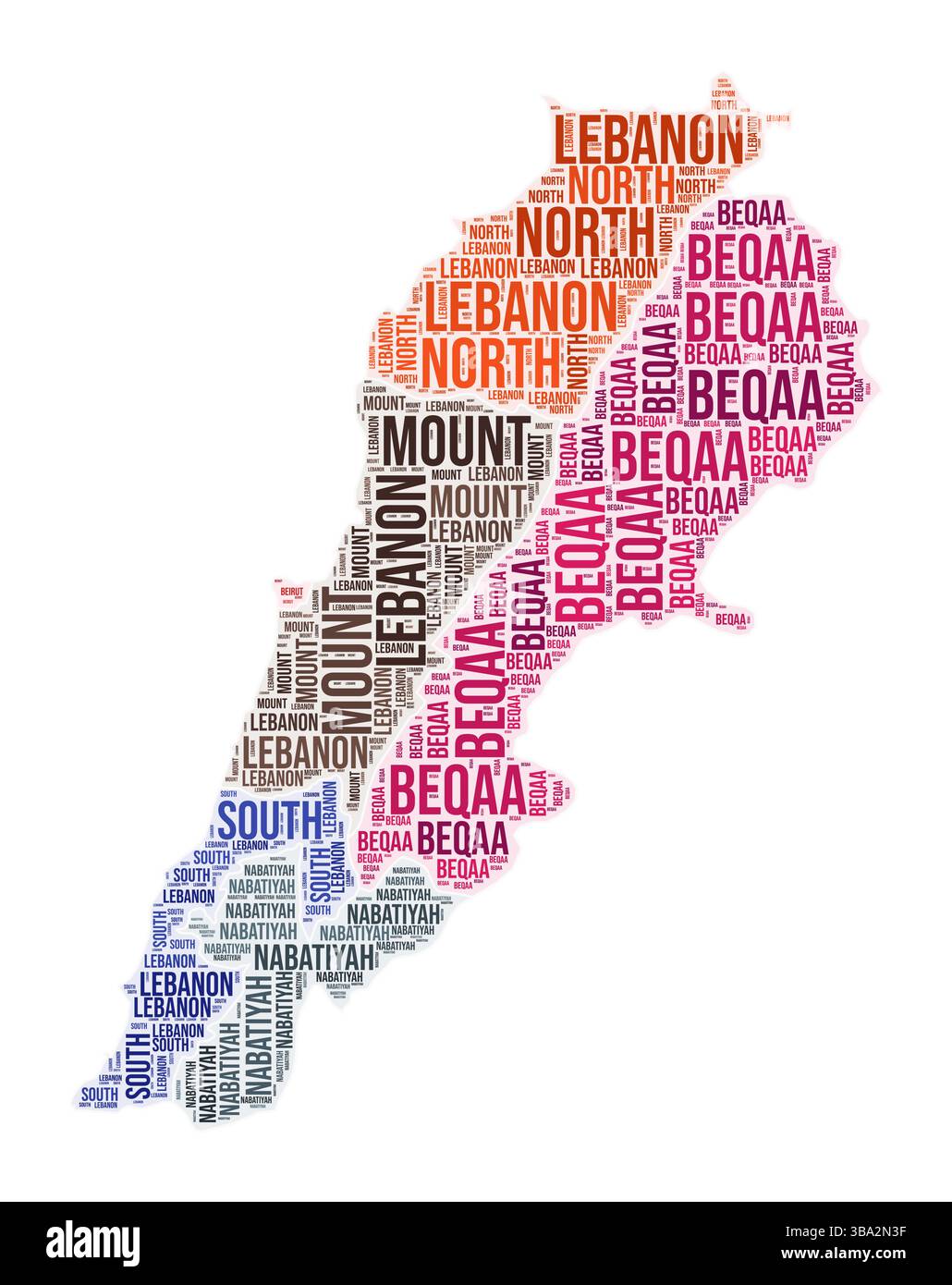 Lebanon region word cloud. Country shape design. Lebanon colored ...