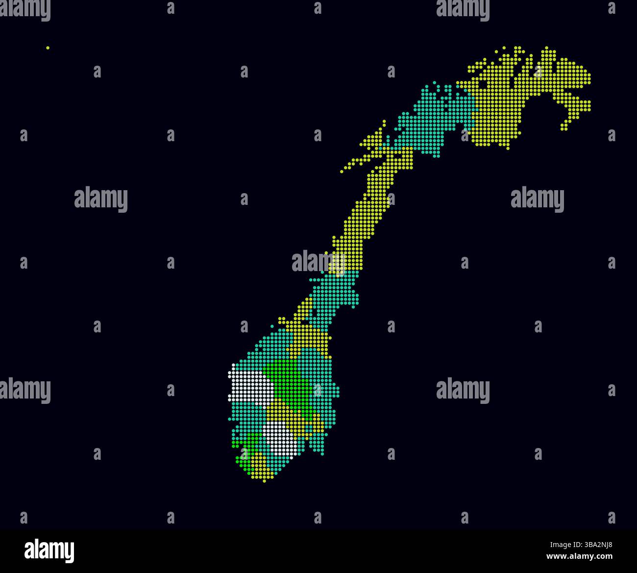 Norway dotted map. Digital style map of the country on dark background ...