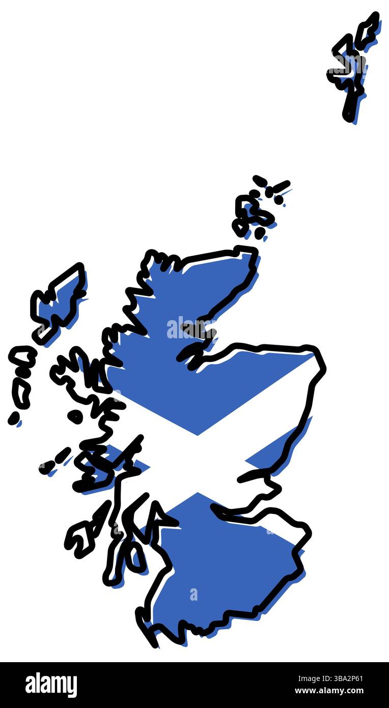 Simplified map of Scotland outline, with slightly bent flag under it ...