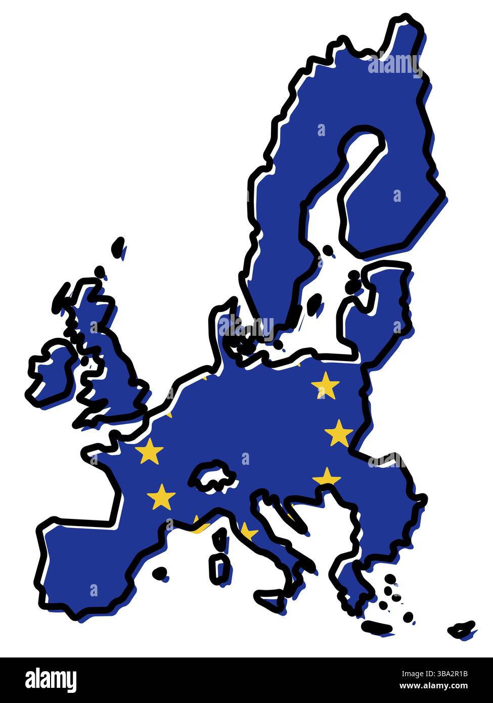 Simplified map of European Union (member countries as of 2018) outline ...