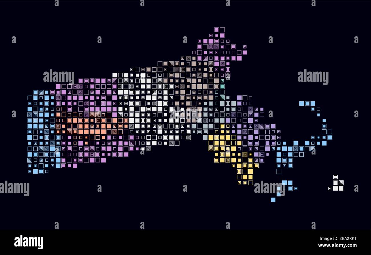 Massachusetts, shape of the state built of colored cells. Digital style ...
