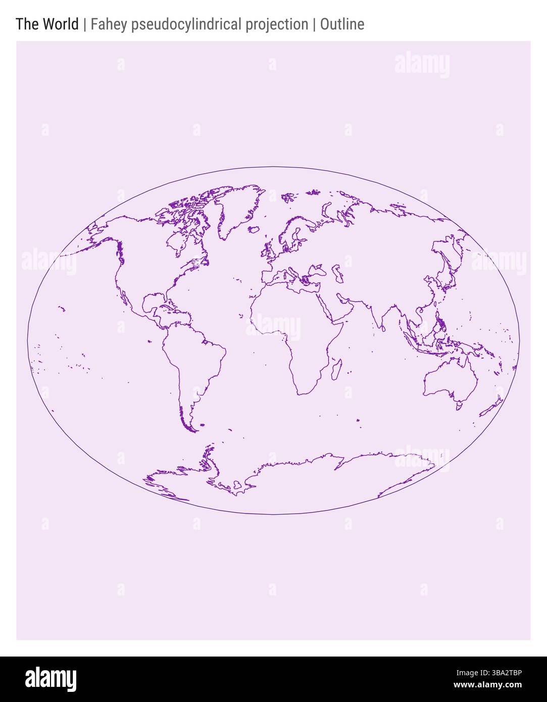 World Map. Fahey pseudocylindrical projection. Outline style. High ...
