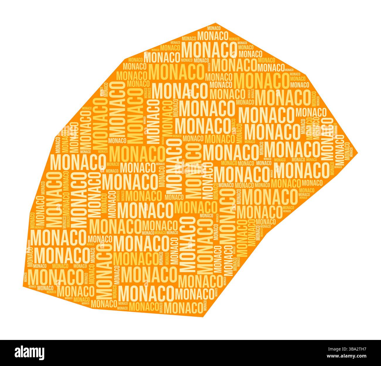 Monaco shape. Country word cloud with region division. Monaco colored ...