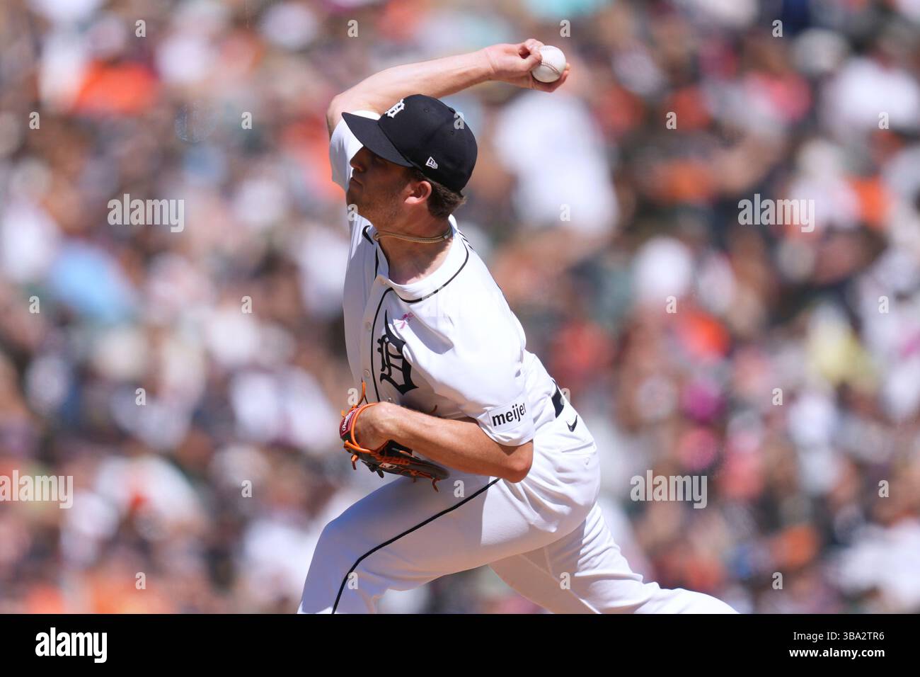 Detroit Tigers pitcher Beau Brieske throws against the Texas Rangers in ...