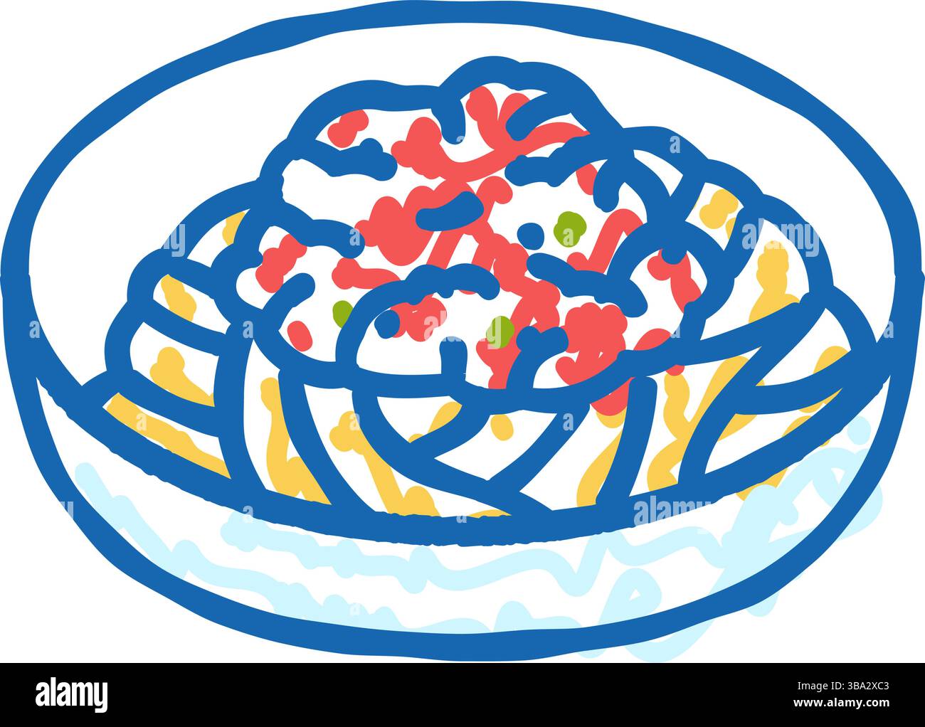 spaghetti bolognese italian cuisine icon doodle illustration Stock ...