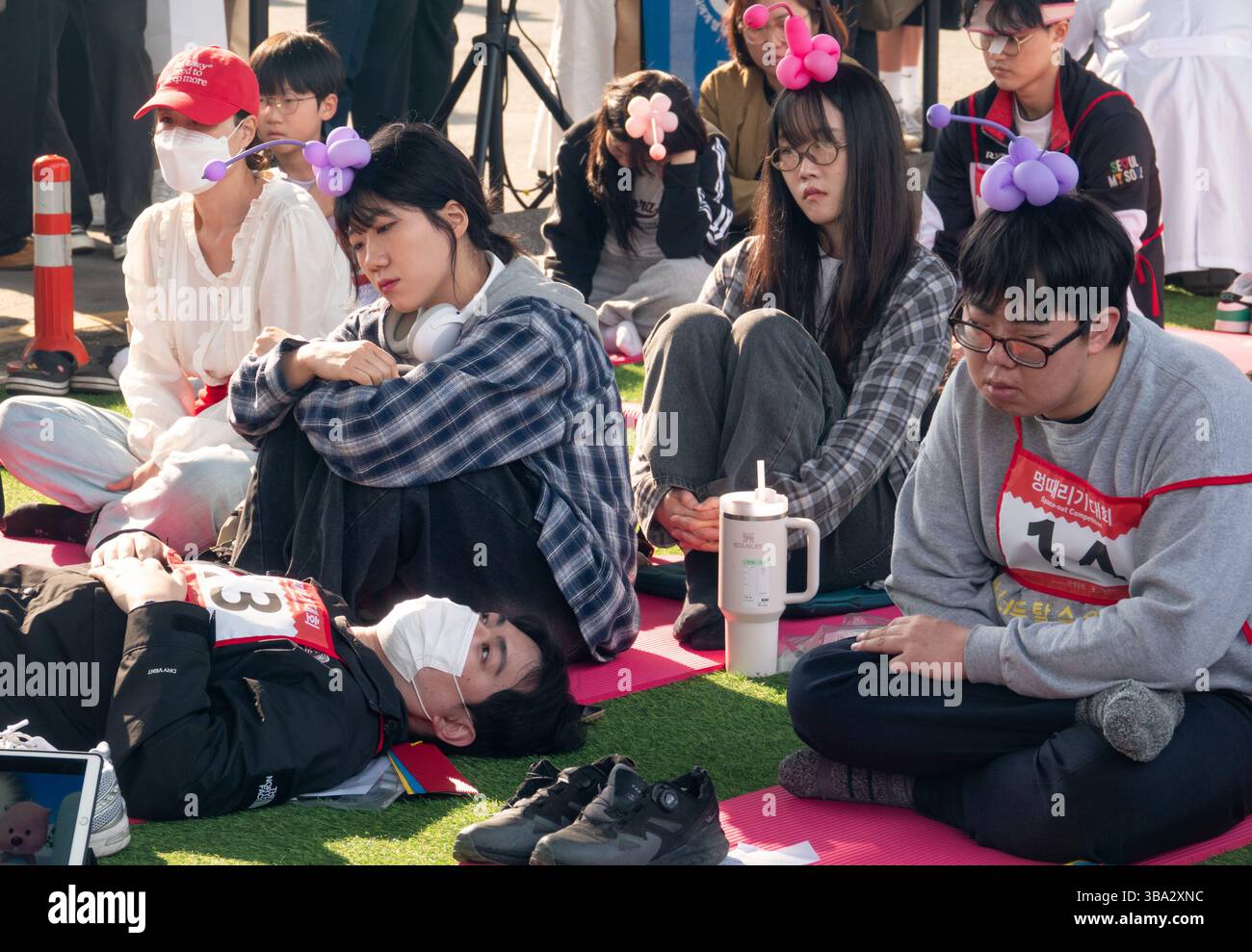 Space-out competition, May 11, 2025 : People participate in a Space-out ...