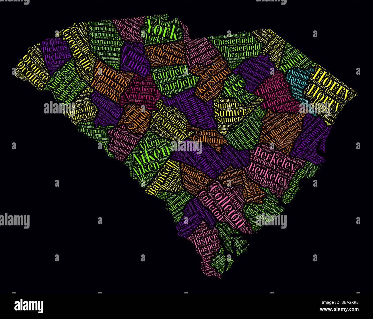 Cities and towns of south carolina illustration hi-res stock ...