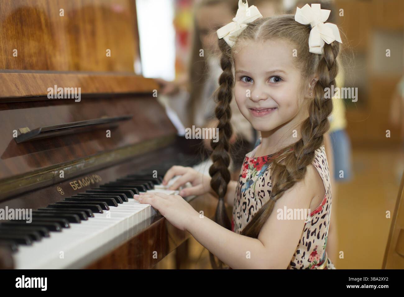 Child plays the piano.Preschool Music Education for Children Stock ...