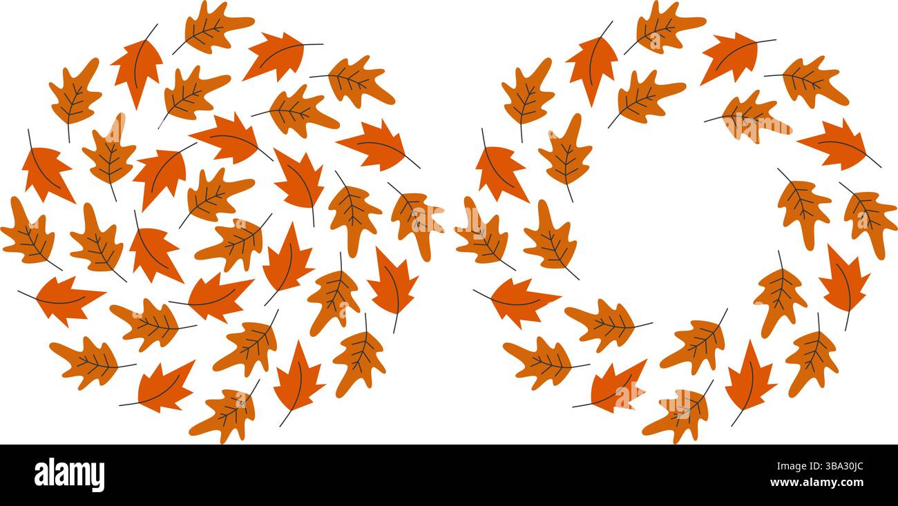 Swirling Autumn leaves Circle Backdrop and Frame border Greeting Cards ...