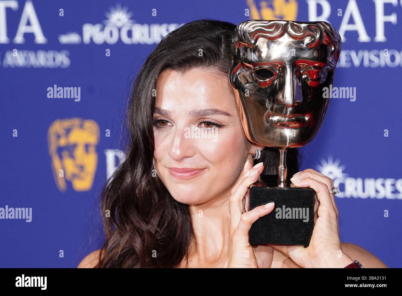 Marisa Abela in the press room after winning the Leading Actress Award ...