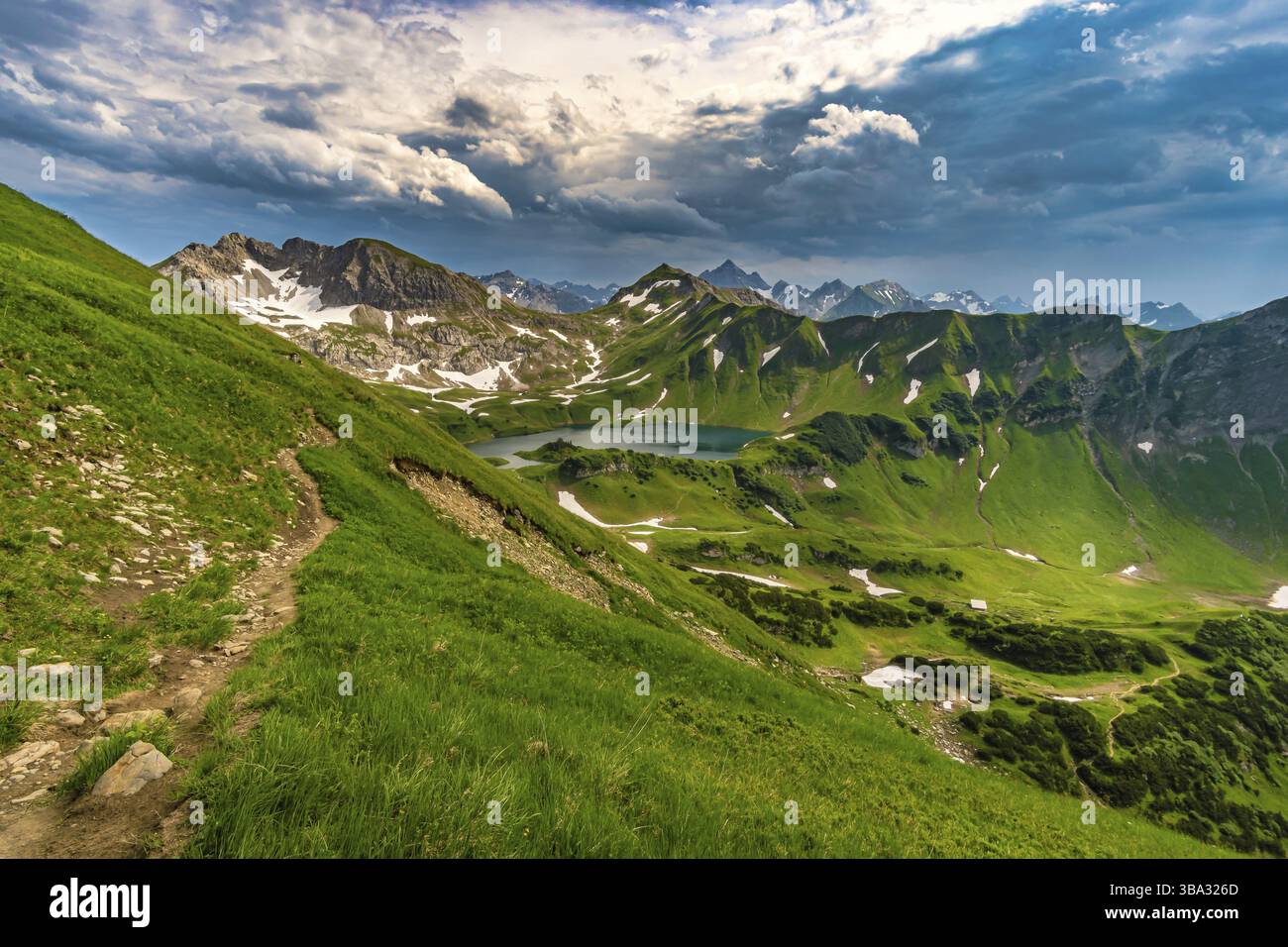 Fantastic hike to the mountain lake Schrecksee near Hinterstein in the ...