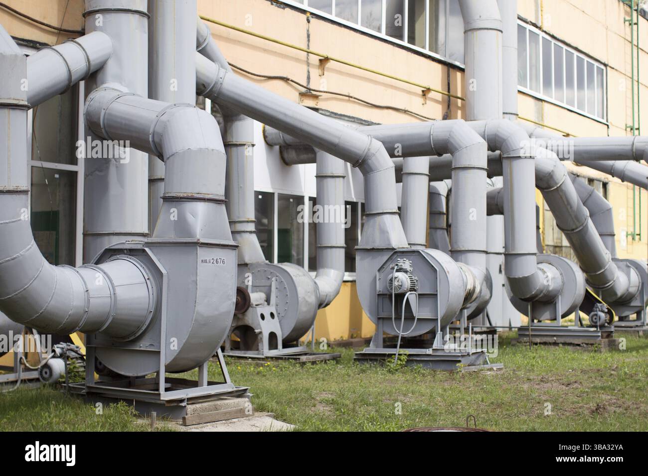 Ventilation pipes in the plant shop. Ventilation system Stock Photo - Alamy