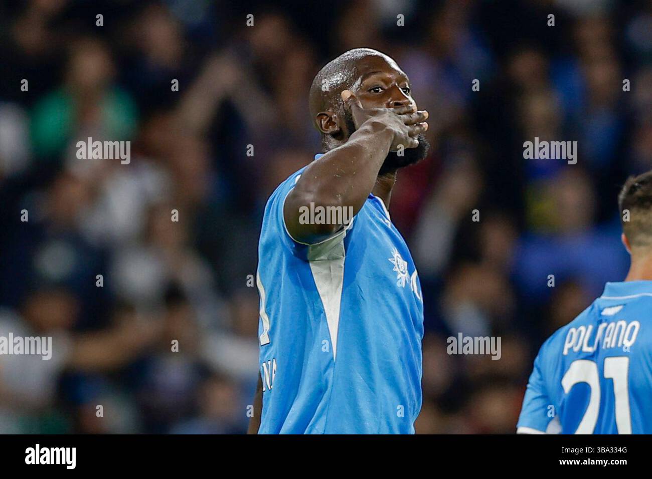Napoli's Romelu Lukaku celebrates after scoring a goal during a Serie A ...