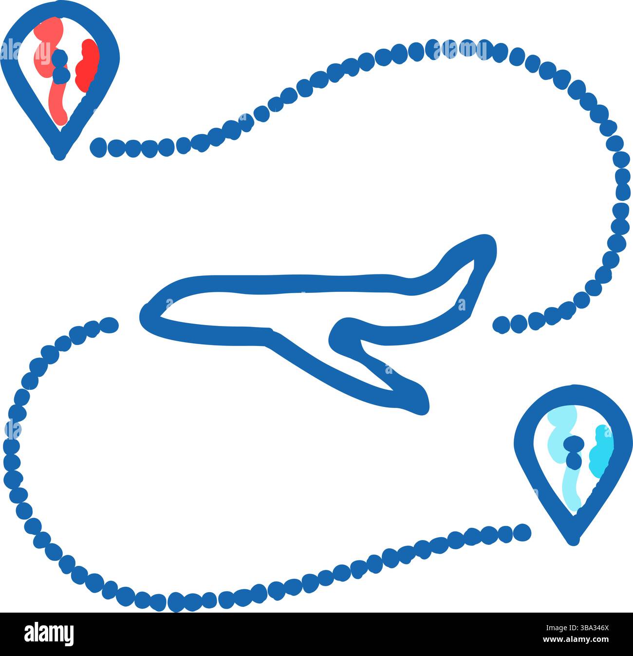 airplane track map location icon doodle illustration Stock Vector Image ...