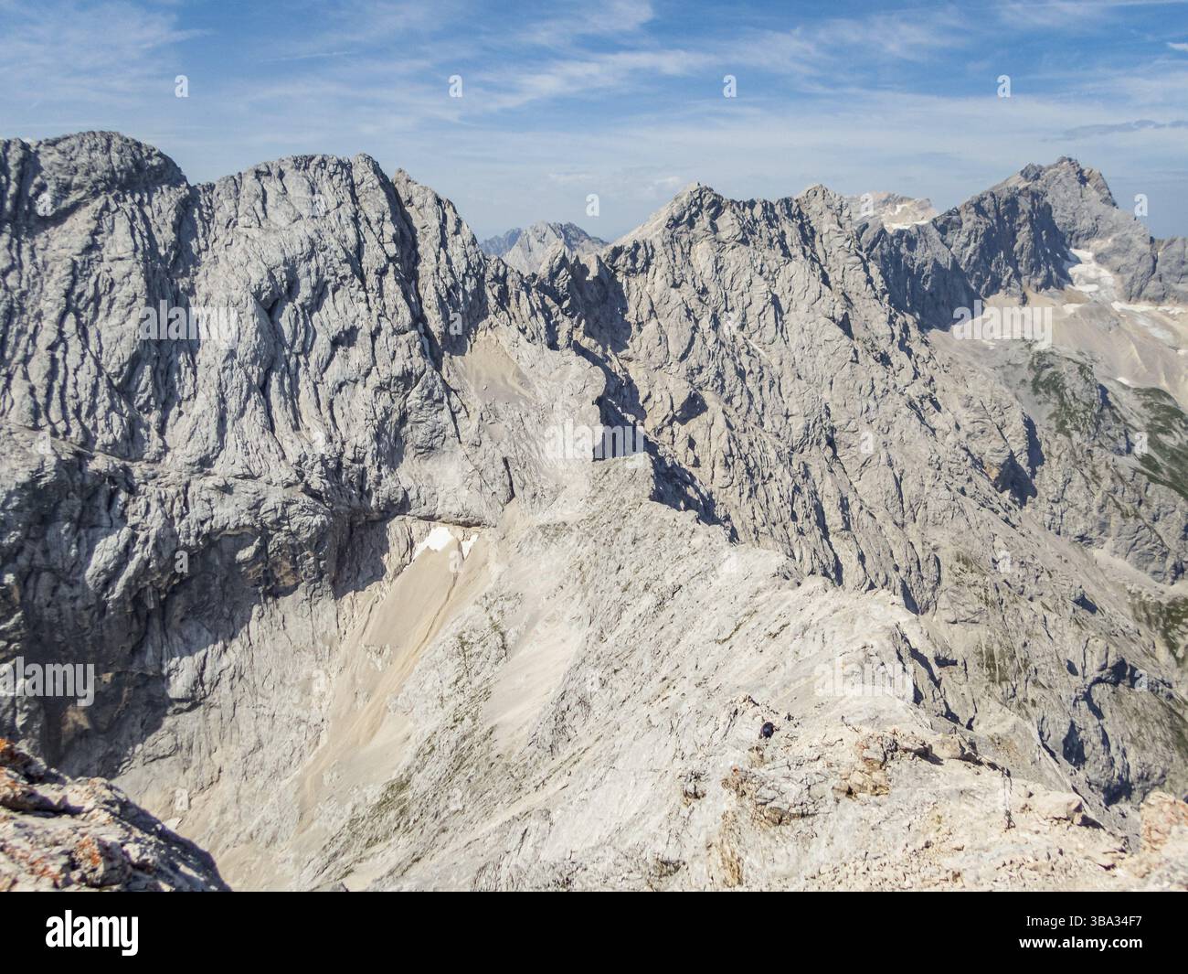 Climbing on the Alpspitze via ferrata in the Wetterstein Mountains near ...
