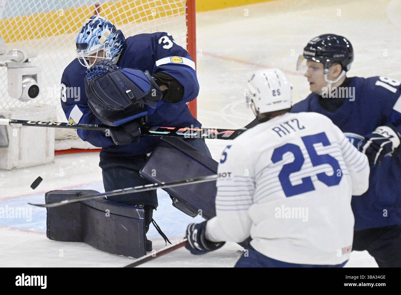 Stockholm, Sweden. 11th May, 2025. Goalkeeper Emil Larmi of Finland ...