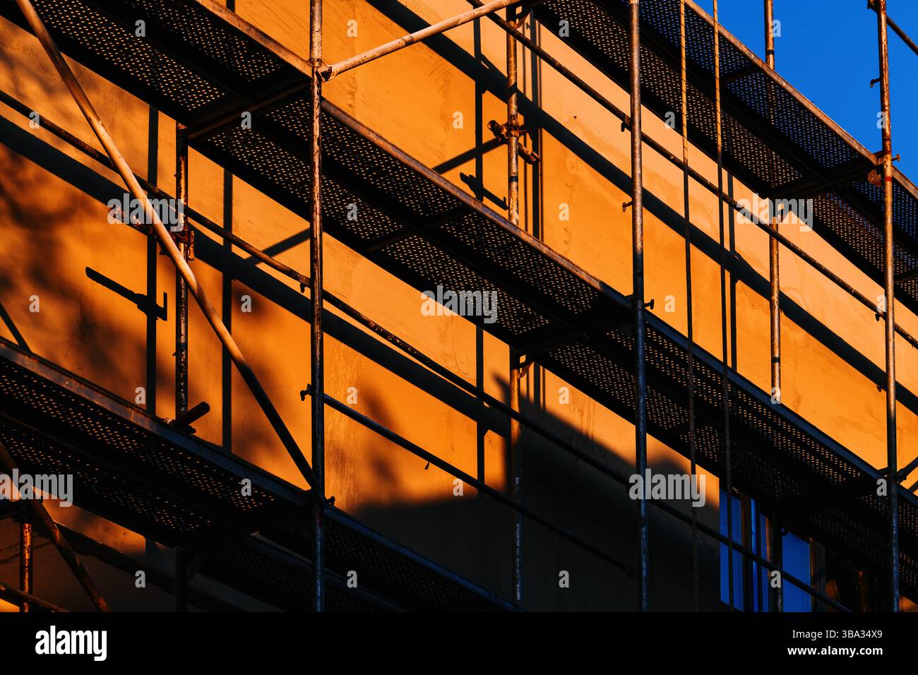 Scaffolding structure on two storey building construction site ...