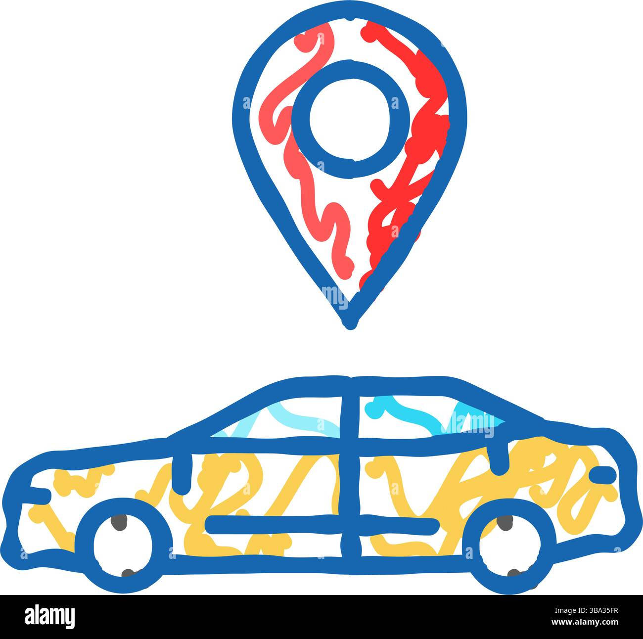 car map location icon doodle illustration Stock Vector Image & Art - Alamy