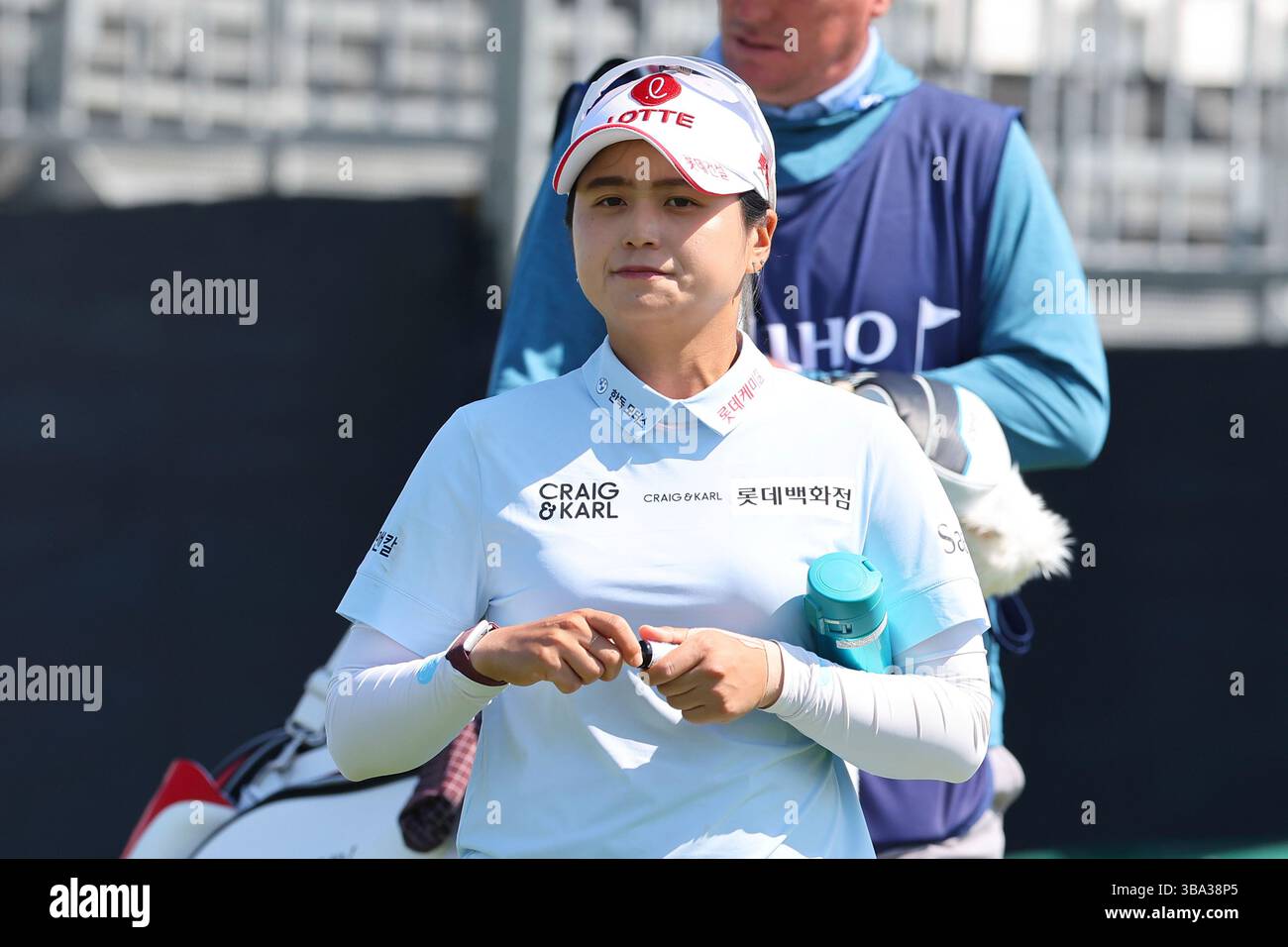 JERSEY CITY, NJ - MAY 11: Hye-Jin Choi of Republic of Korea tees off at the first tee during the ...