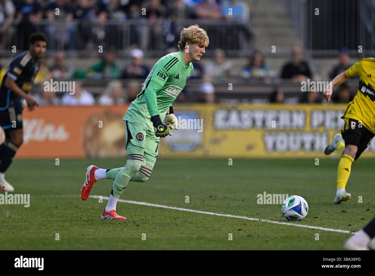 CHESTER, PA - MAY 10: Philadelphia Union goalkeeper Andrew Rick #76 kicks a long assist during ...