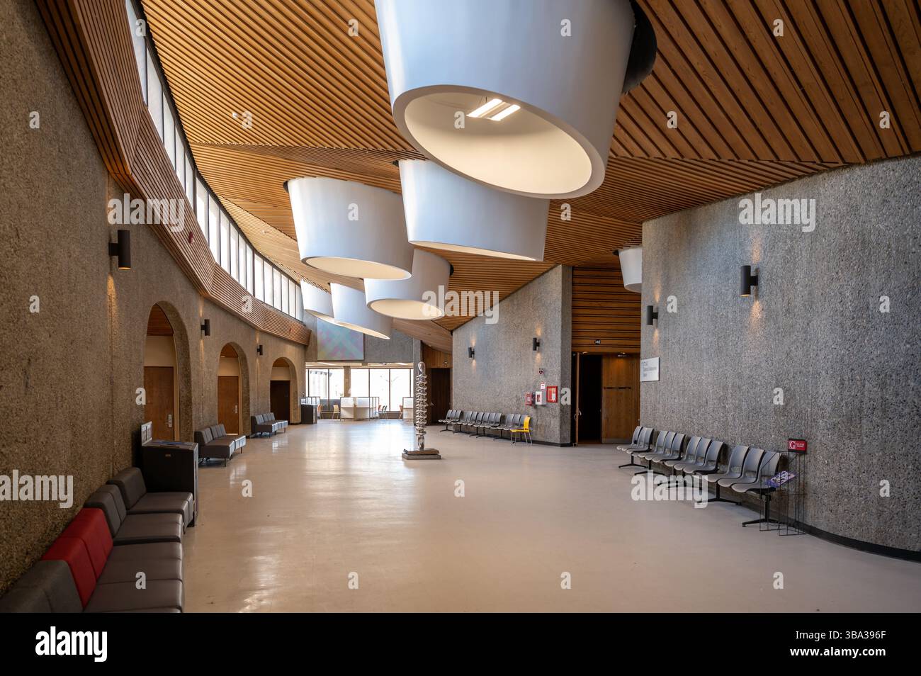 Calgary, Alberta - April 7, 2025: Interior of the stylized brutalist ...