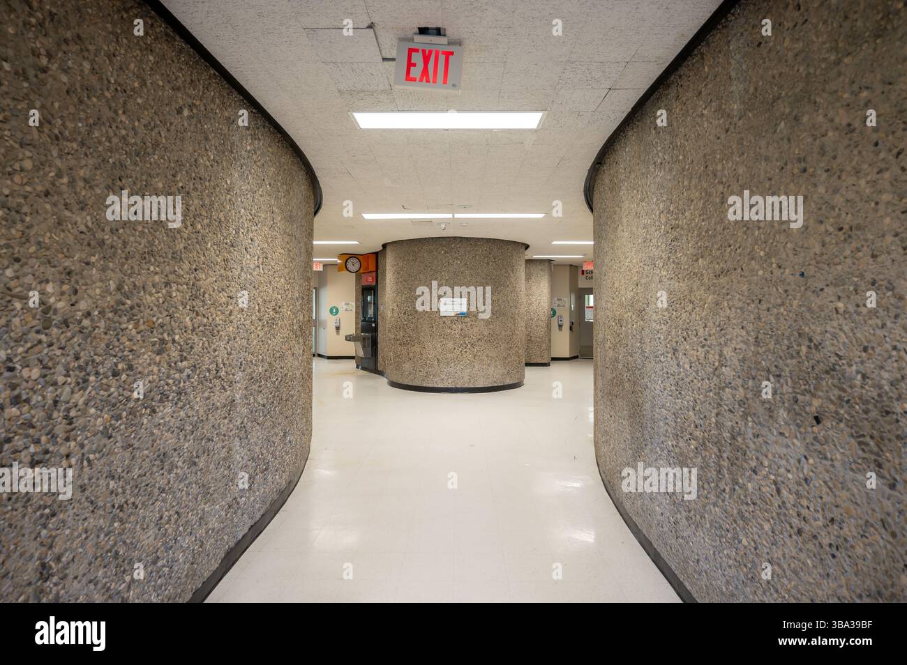 Calgary, Alberta - April 7, 2025: Interior of the stylized brutalist ...