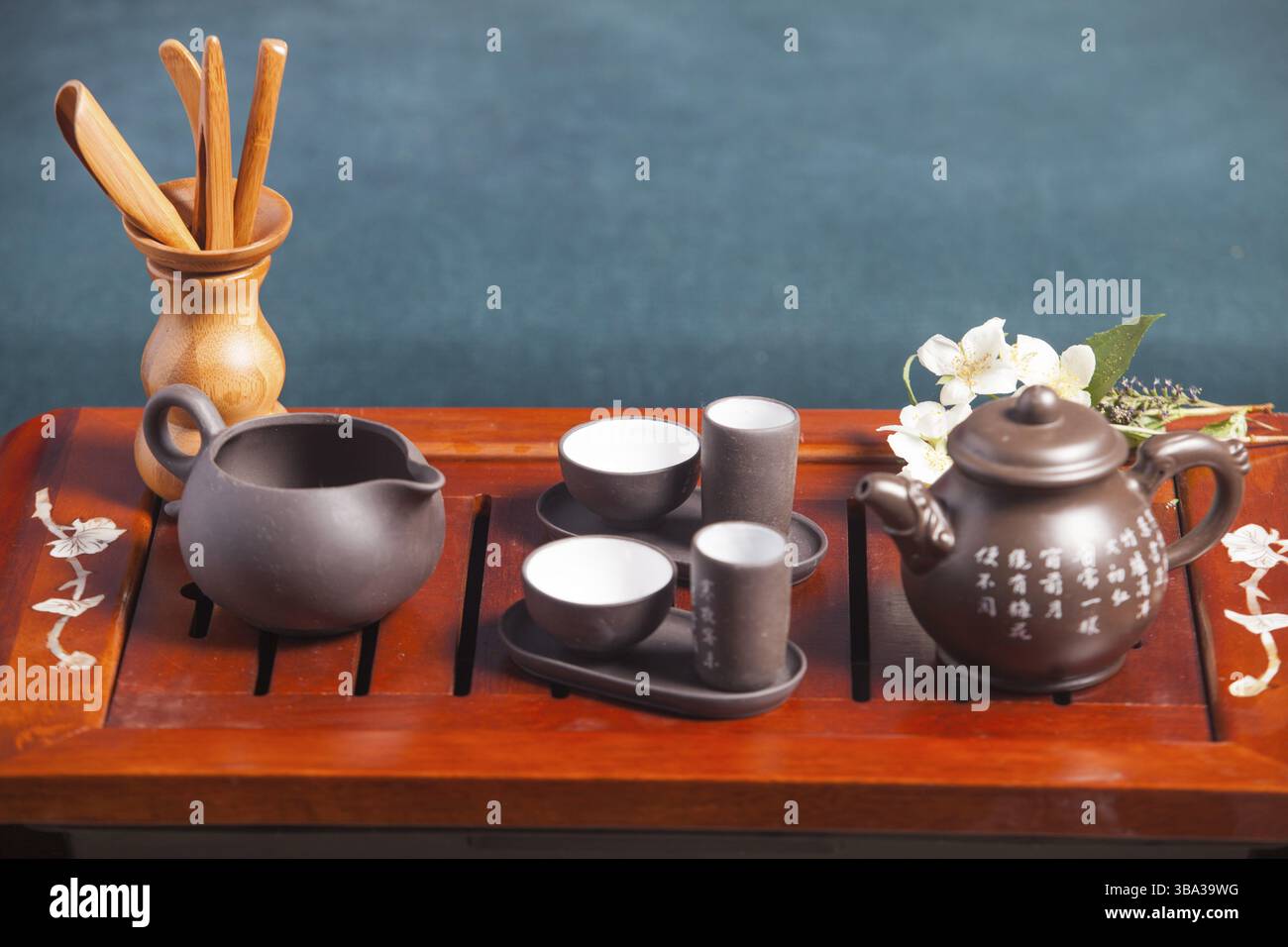 Chinese tea ceremony - close up traditional crockery Stock Photo - Alamy