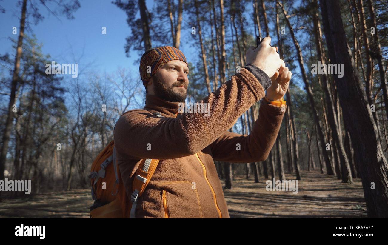 Theme tourism hiking forest technology hi-res stock photography and ...