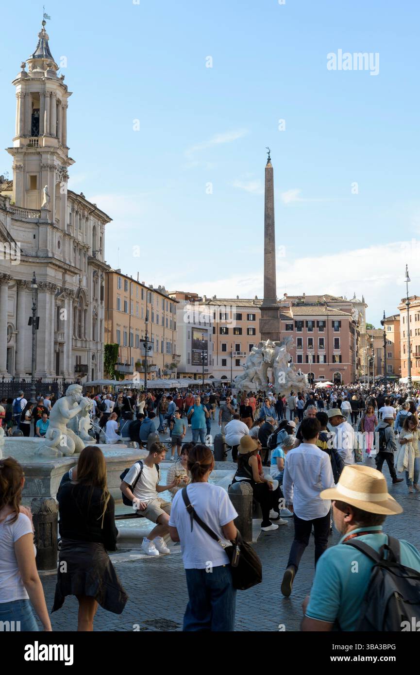 Rome, Italy. 11th May, 2025. Piazza Navona crowded with people on a ...